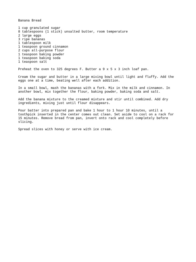 Banana Bread Pdf