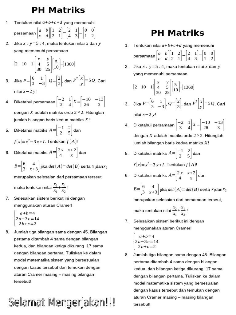 PH Matriks (XI IPS 2) | PDF