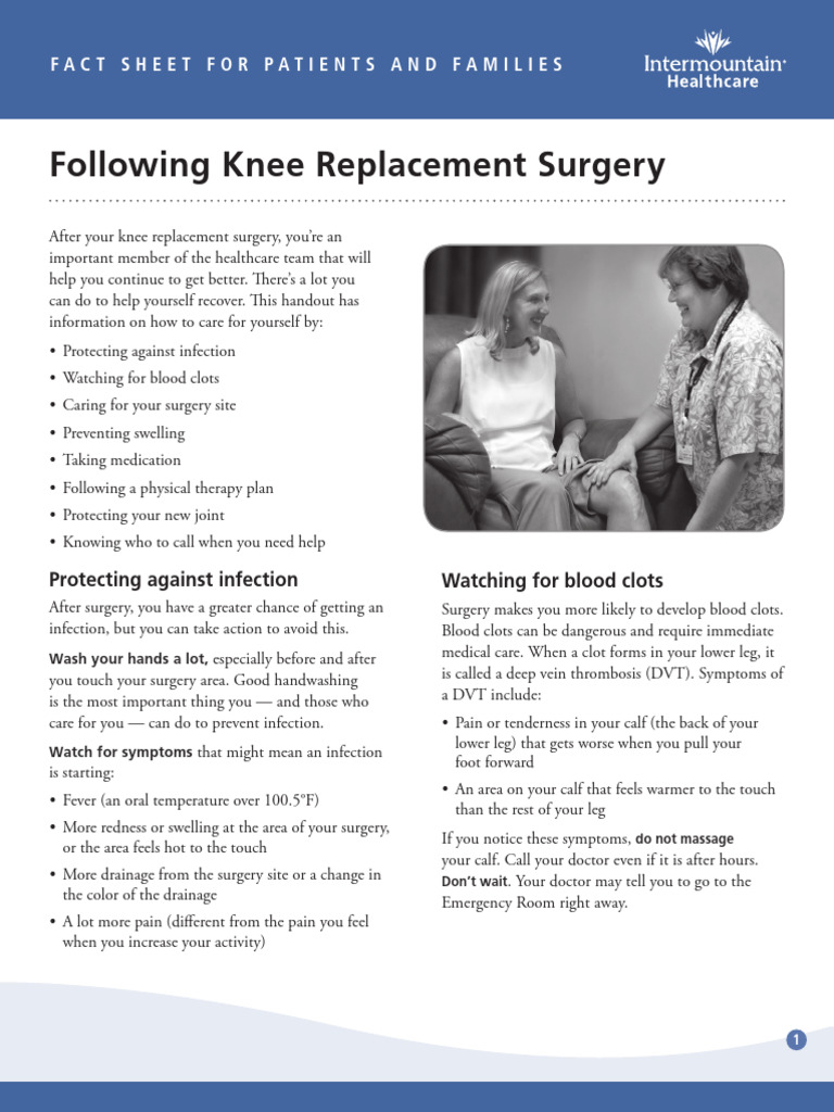 Knee Replacement Surgery Care Guide | PDF | Diseases And Disorders ...