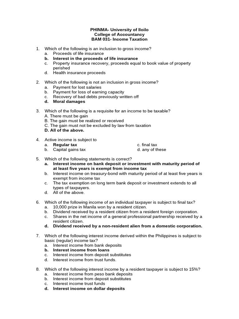BAM 031 2nd Periodical Exam With AK | PDF | Capital Gains Tax | Gross Income