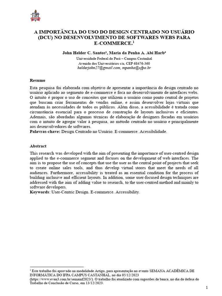 TCC - VERSÃO FINAL - TCC - ImportanciaUsoDesign | PDF | E-commerce | Usabilidade
