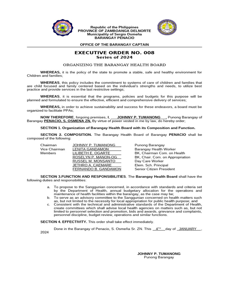 Executive Order No. 8-2017 (BHB) | PDF | Government