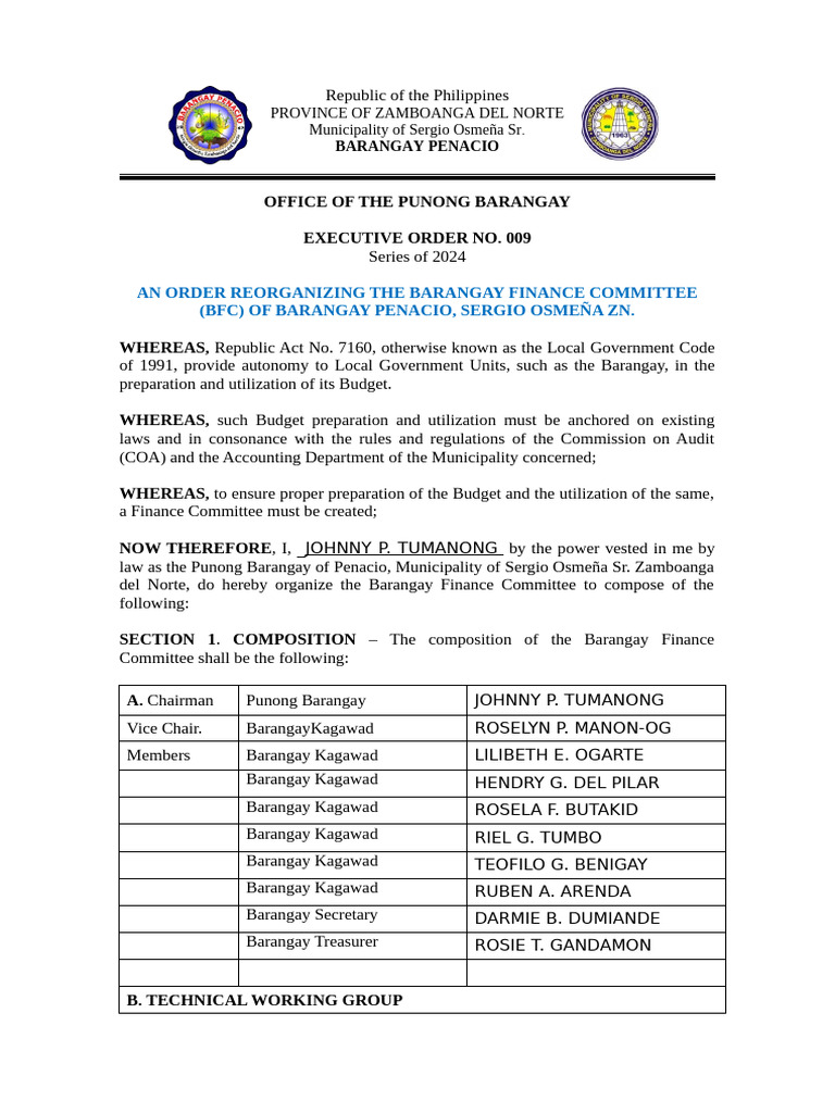 9. Executive Order No. 09-2024 (BFC) | PDF | Government