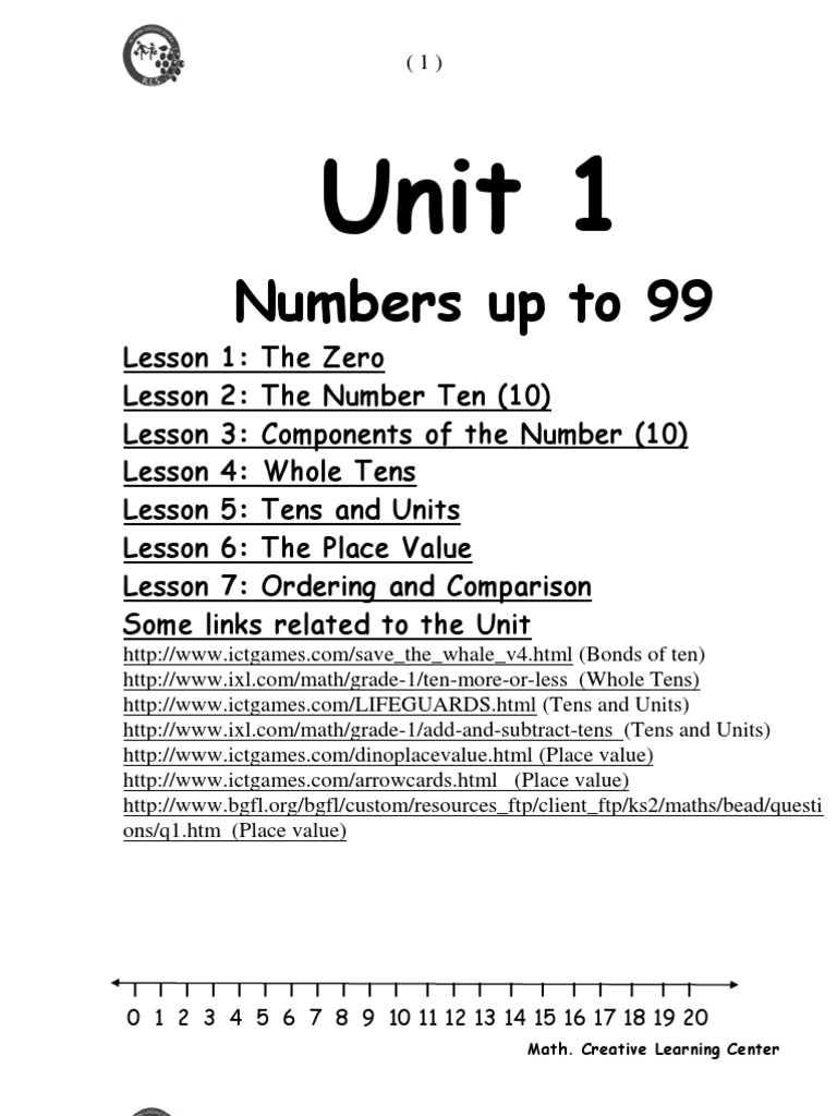 Numbers Up To 99: Unit 1 | PDF | Teaching Mathematics