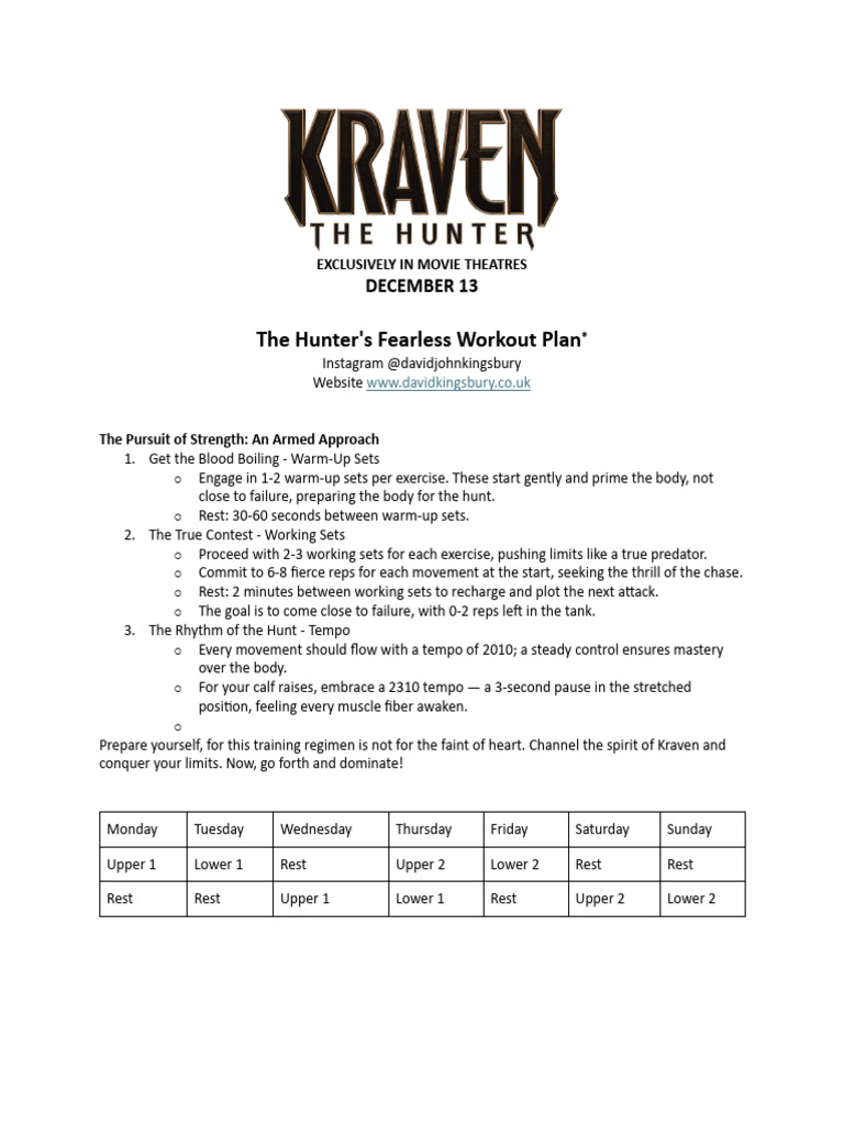 The Hunters Fearless Work Out Plan | PDF | Strength Training