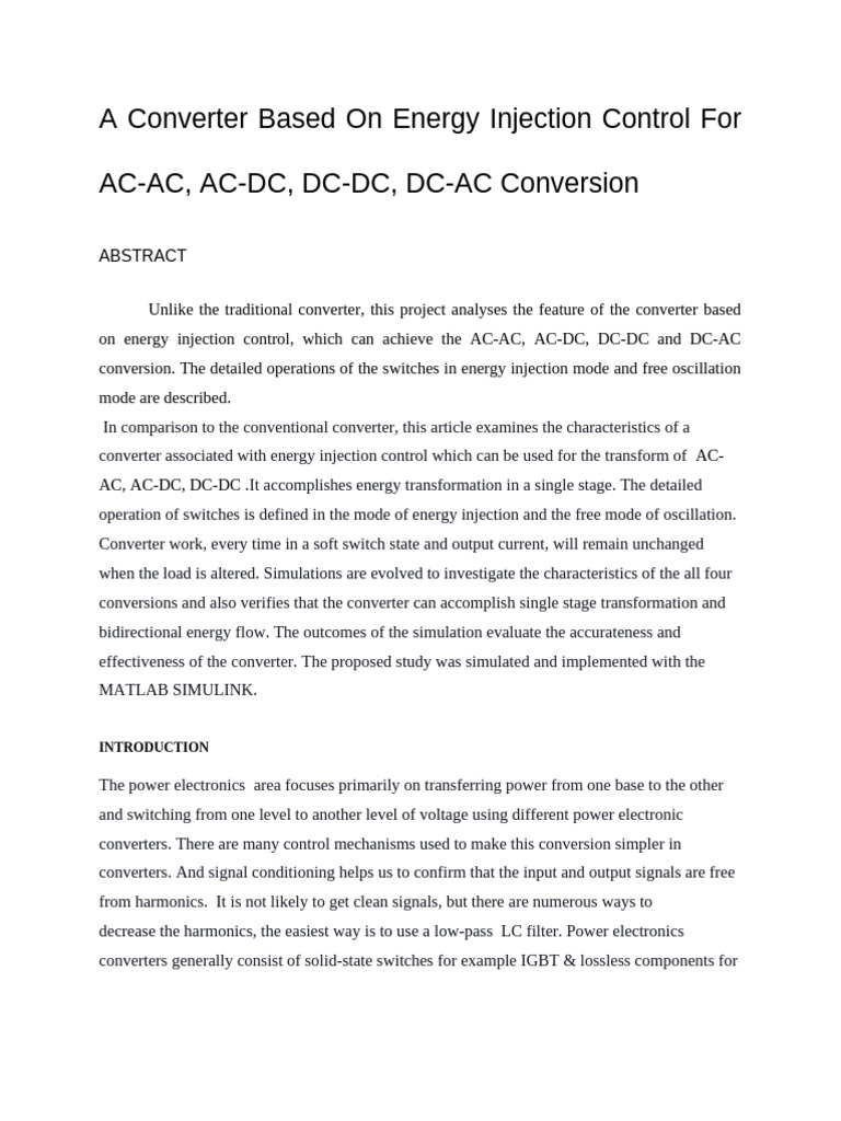 Energy Injection Control Converter Design | PDF | Power Electronics ...