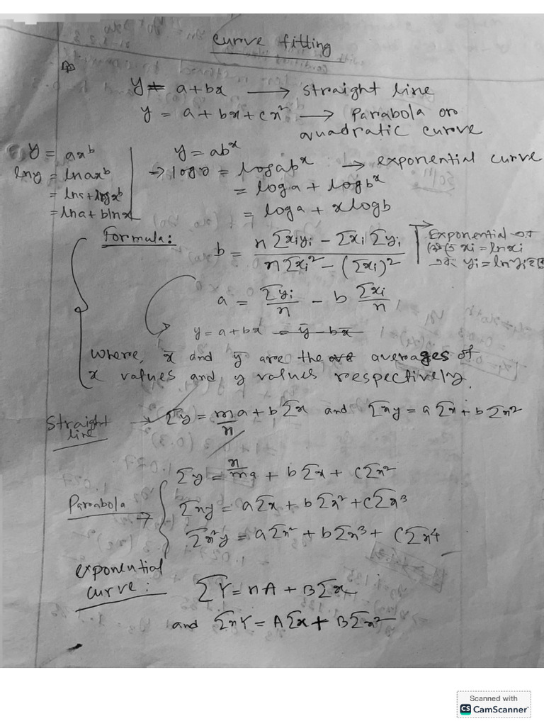 Curve Fitting (Straight Line, Parabola, Exponential) | PDF