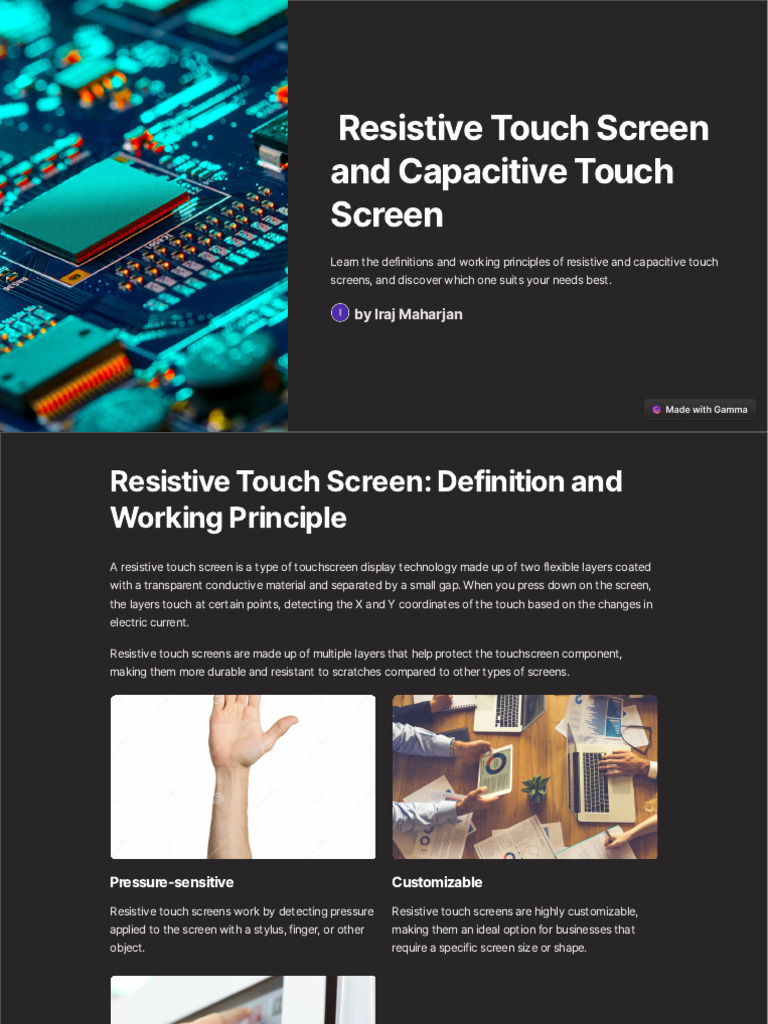 Resistive Touch Screen and Capacitive Touch Screen | PDF | Touchscreen | Input/Output