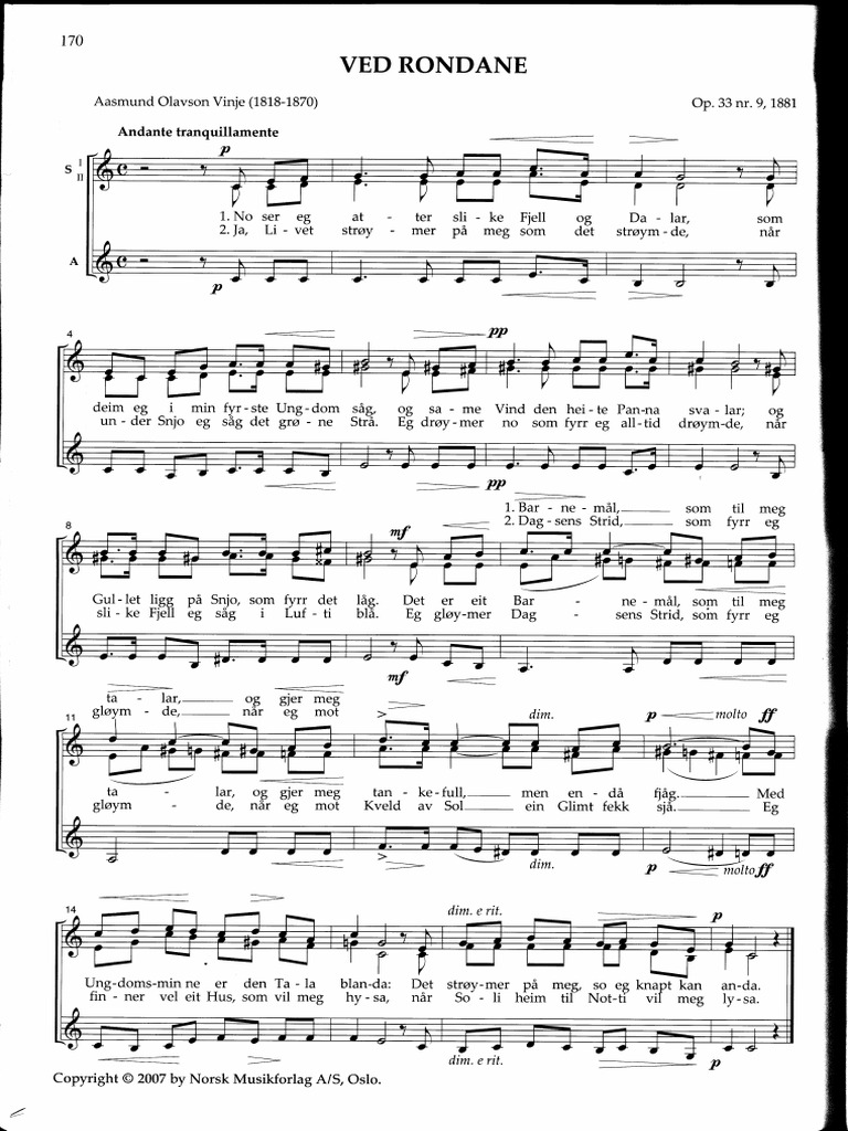 Ved Rondane SSA - Grieg | PDF