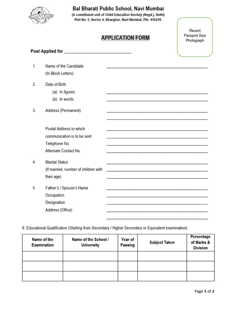 BBPS-NM_Staff-RecruitmentApplication-Form | PDF