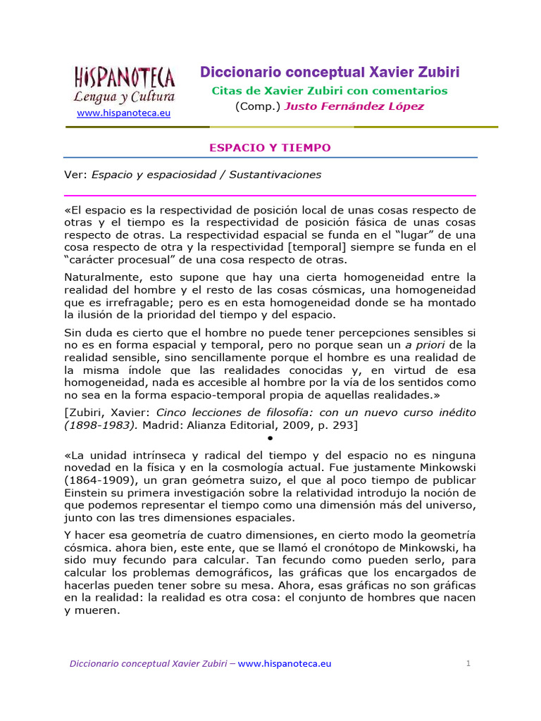 Conceptos de Espacio y Tiempo en Zubiri | PDF | Espacio | Tiempo espacial
