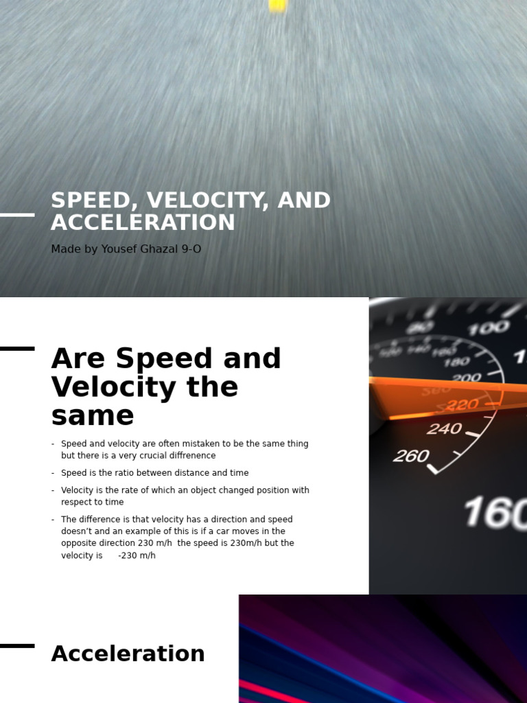 Speed, Velocity, and Acceleration Explained | PDF