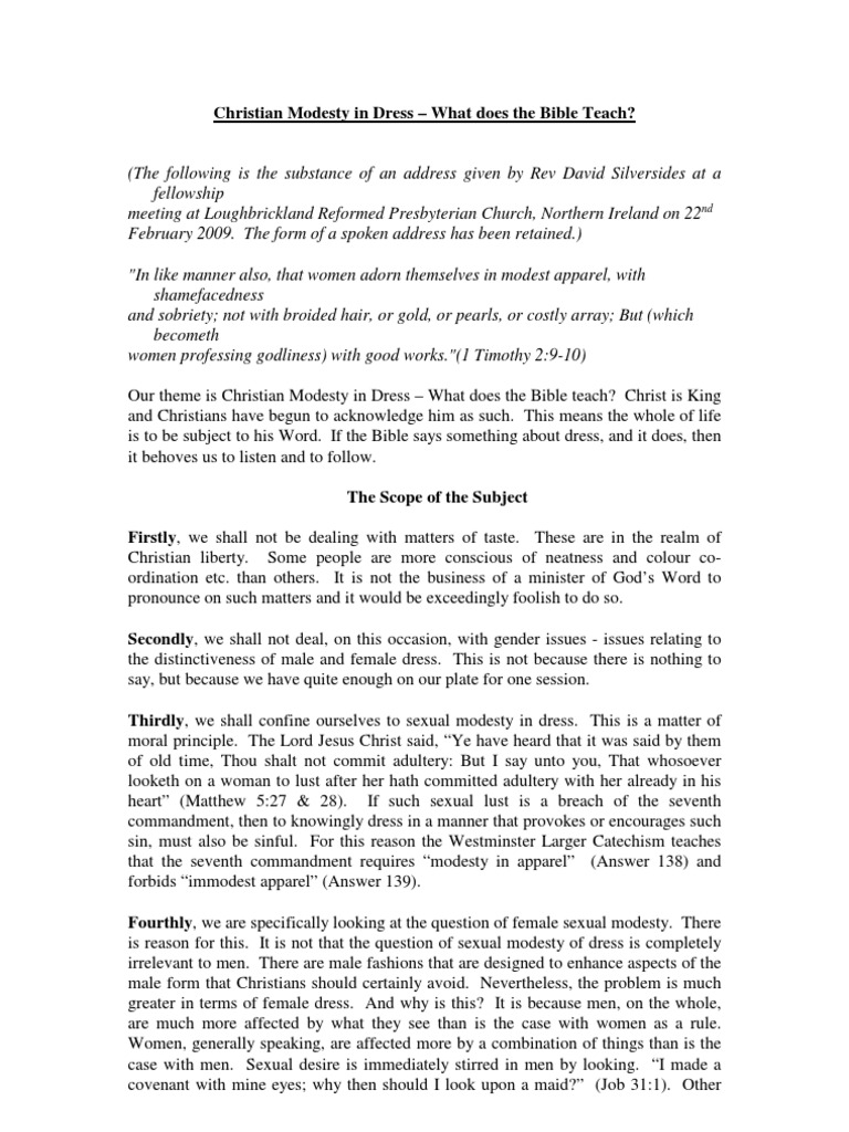 Christian Standards of Modesty in Dress | PDF | Modesty | Lust