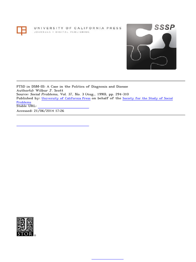 PTSD in DSM-III A Case in The Politics of Diagnosis and Disease | PDF ...