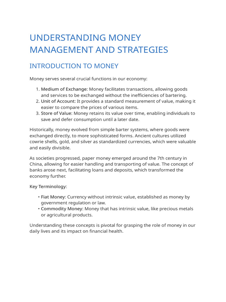 Understanding Money Management and Strategies | PDF | Money | Investing