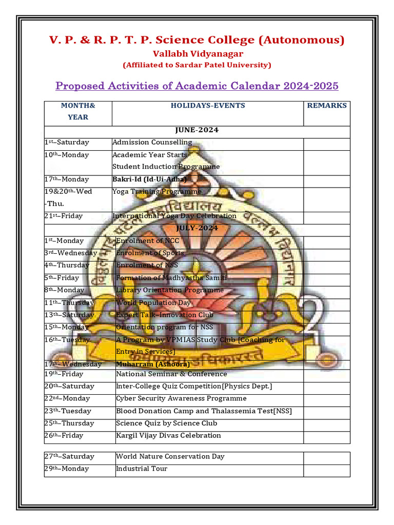 I Am Sharing 'Academic Calendar - 2024-2025' With You | PDF