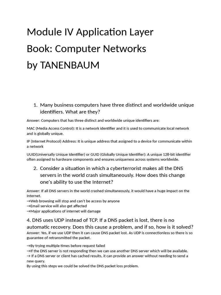 Application Layer Solution Pdf Domain Name System Port Computer Networking