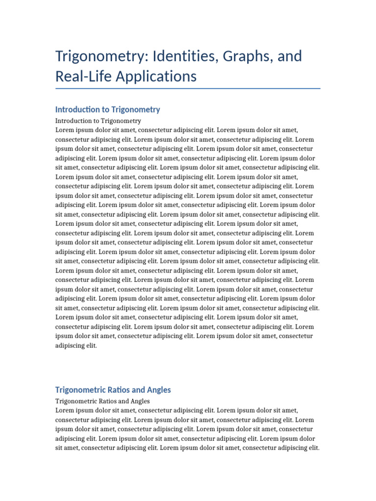 Trigonometry Identities, Graphs, and Real-Life Applications | PDF ...