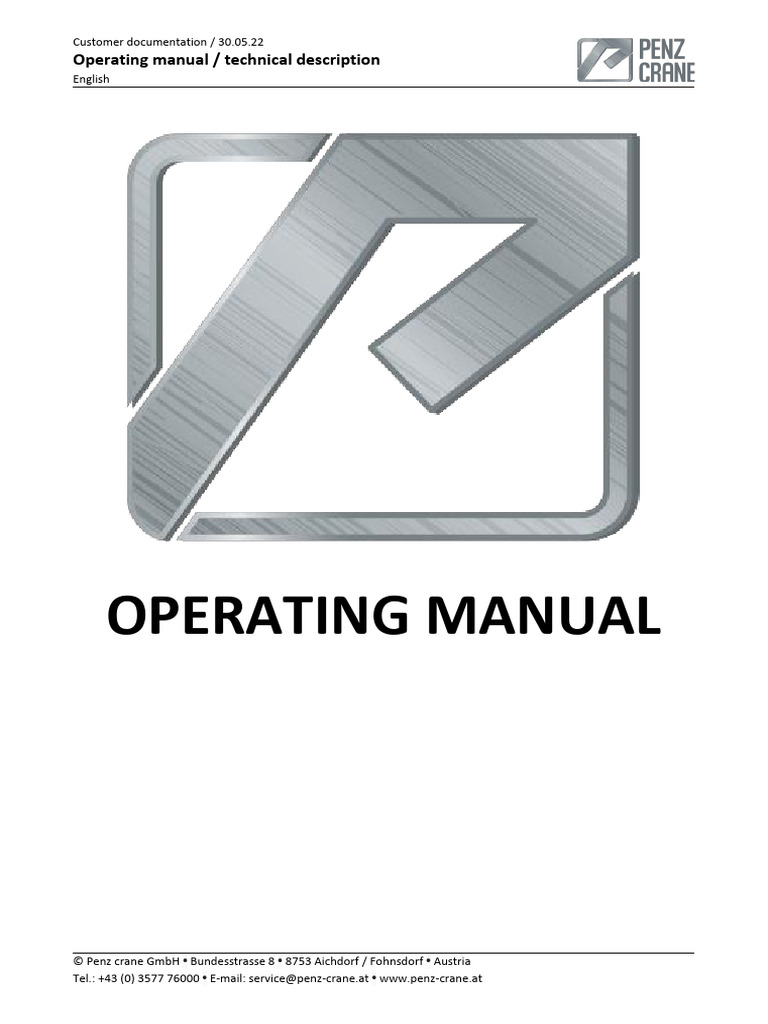 Penz Crane Operating Manual Guide | PDF | Crane (Machine) | Valve