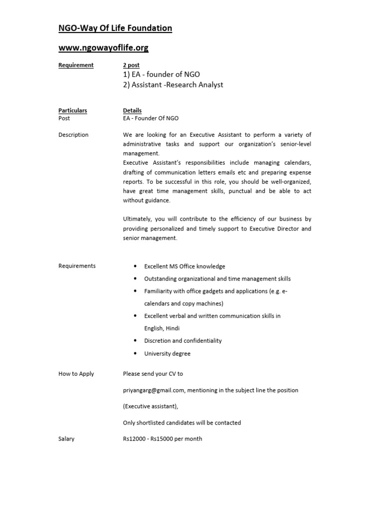 EA Job Description - 230310 - 193756 | PDF