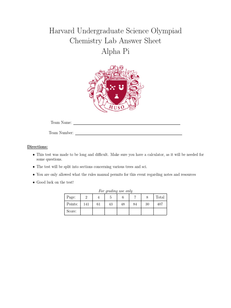 Harvard Science Olympiad Chemistry Lab | PDF | Science | Academia