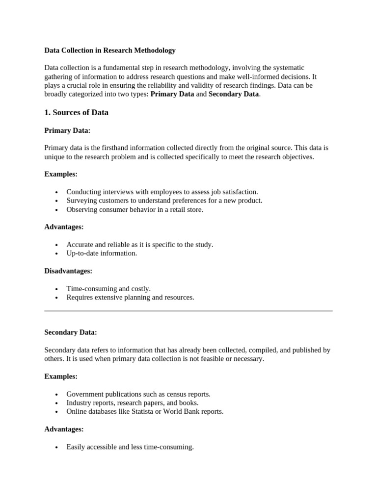 Data Collection in Research Methodology | PDF | Census | Methodology