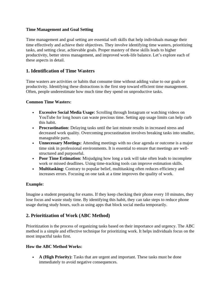 Time Management and Goal Setting | PDF | Goal | Goal Setting