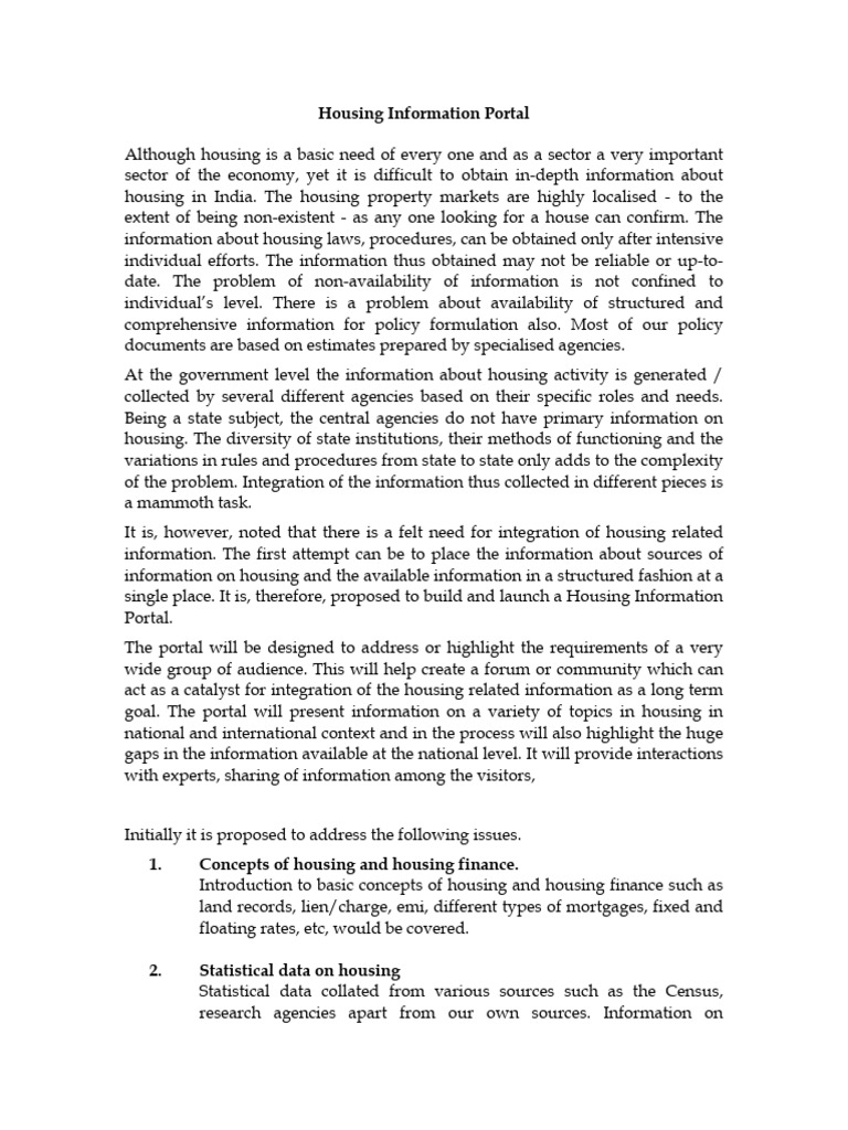 Housing Information Portal Overview | PDF | Mortgages | Economies