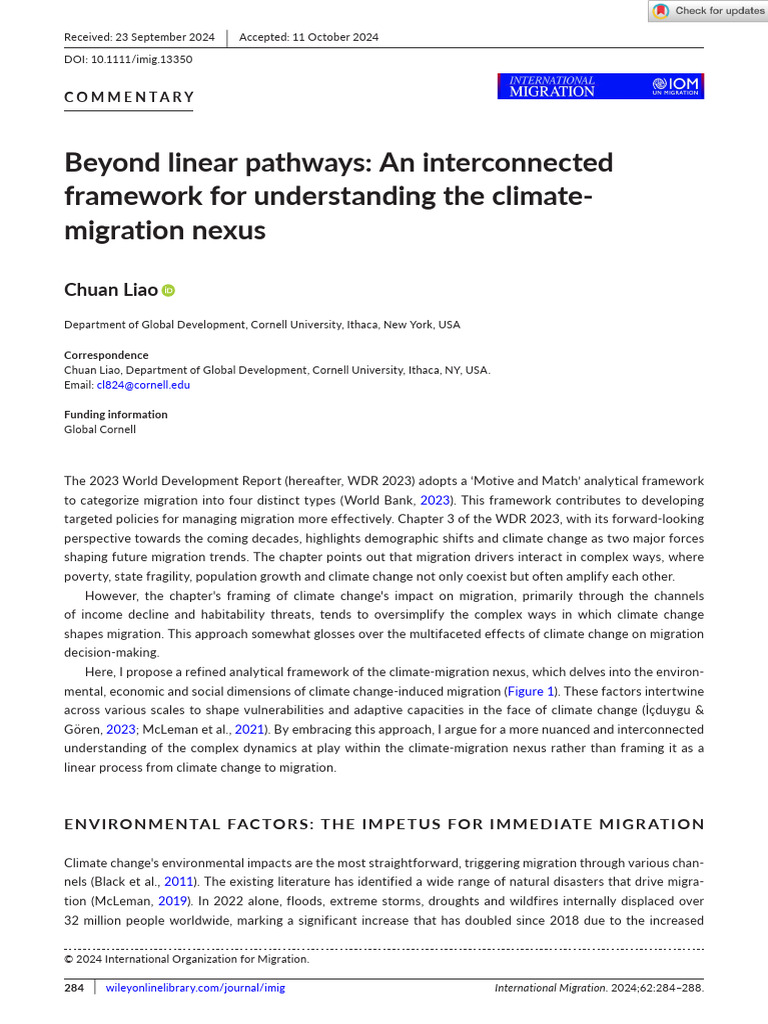 Climate-Migration Nexus Framework | PDF | Human Migration | Ecological ...