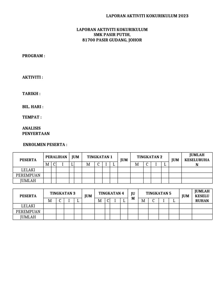 Laporan Kokurikulum 2023 | PDF