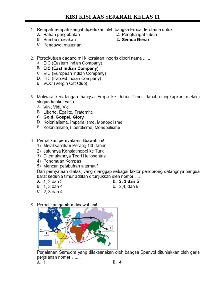 Kisi-Kisi Sejarah 11 | PDF