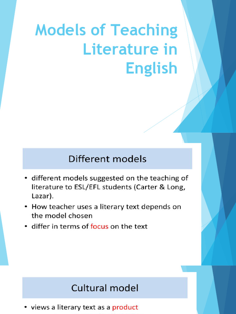 Models of Teaching Literature in English | PDF