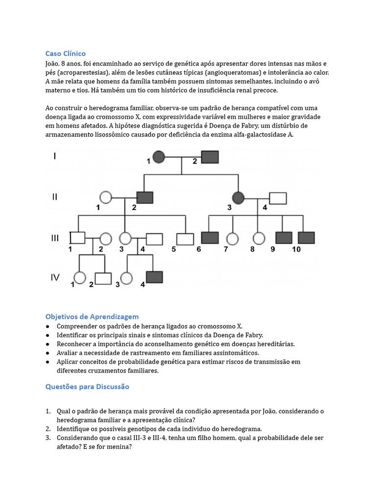 ESTUDO DE CASO - 8a Semana HEREDITARIEDADE - ALUNOS | PDF