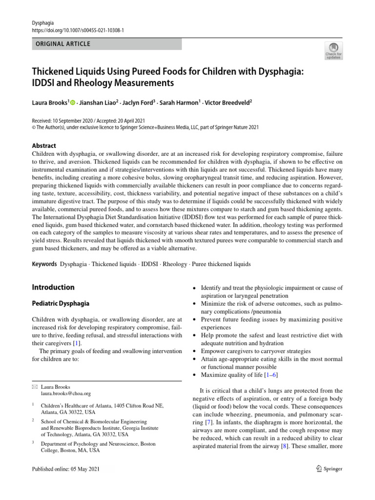 Thickened Liquids Using Pureed Foods For Children With Dysphagia IDDSI ...