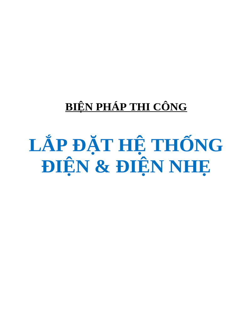 Bien Phap Thi Cong He Thong Dien & Dien Nhe | PDF