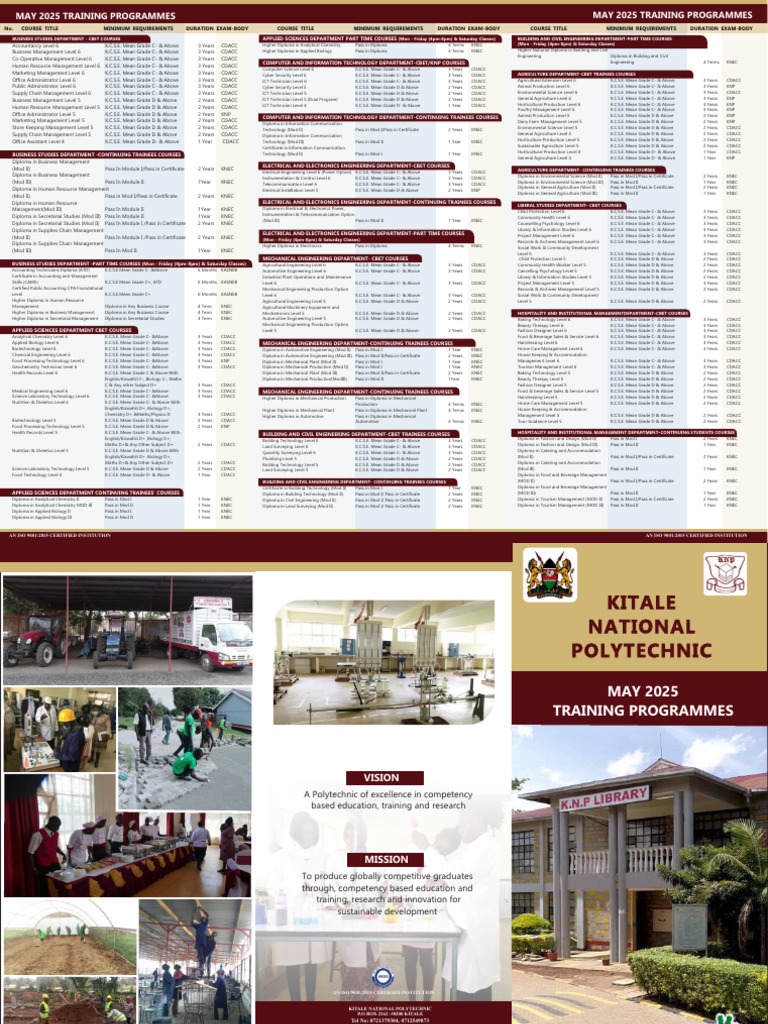 Kitale National Poly COURSES - MAY 2025-Compressed | PDF | Engineering
