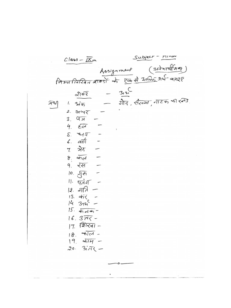 Hindi Worksheet(Class-10) (29) | PDF