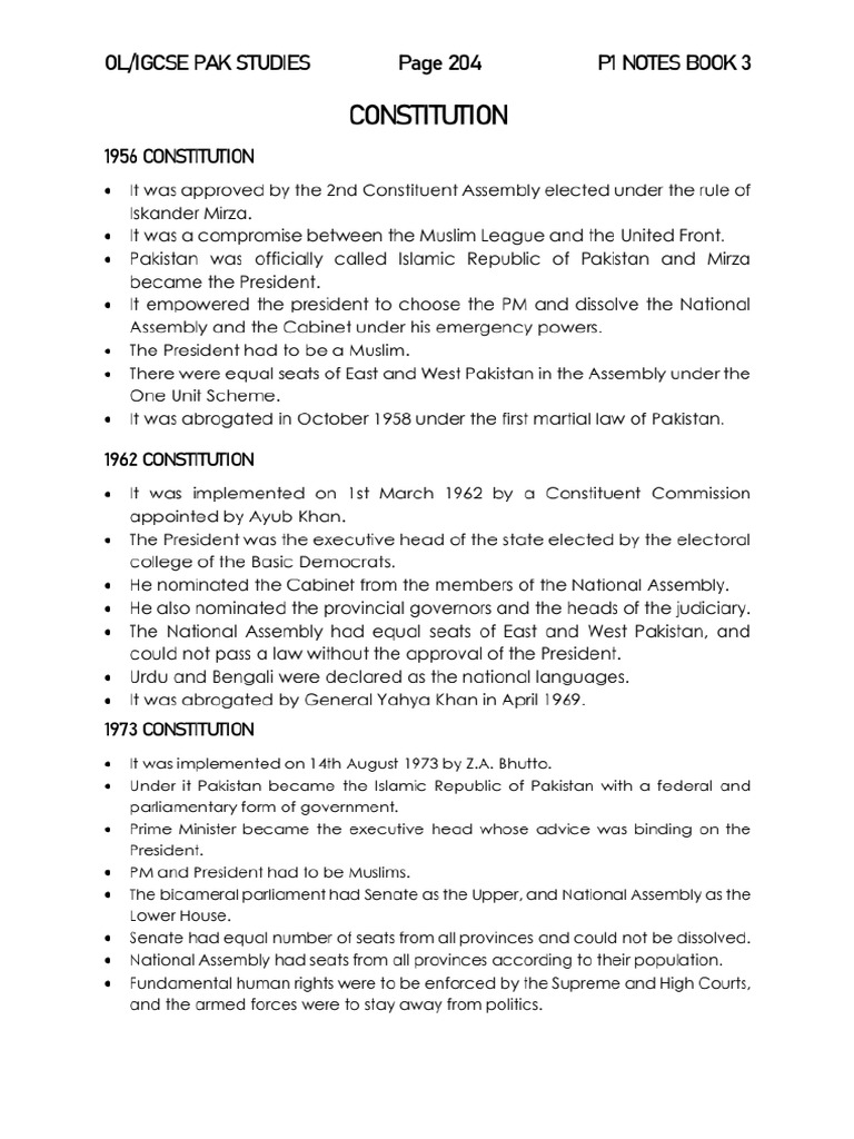 Constitution Notes and Past Papers 2024-25 | PDF
