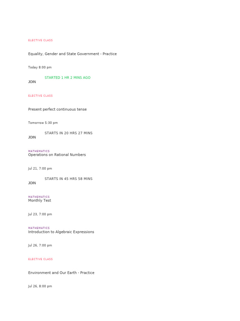 Byjus Time Table | PDF