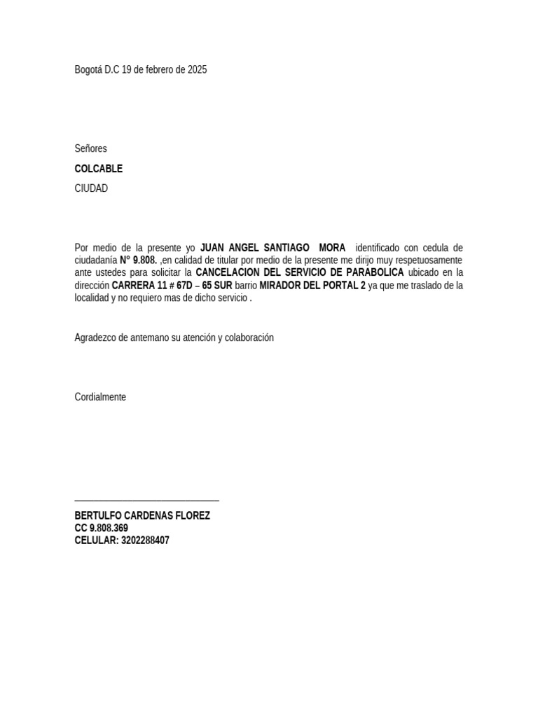 Carta Colcable | PDF