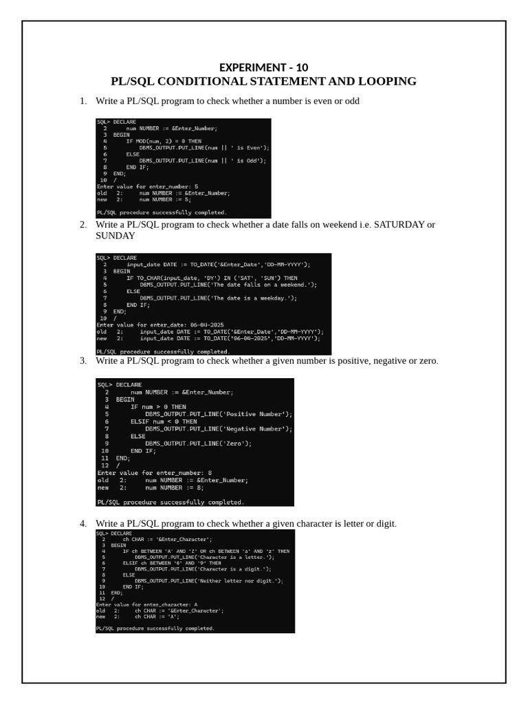 PL/SQL Conditional Statements & Loops | PDF