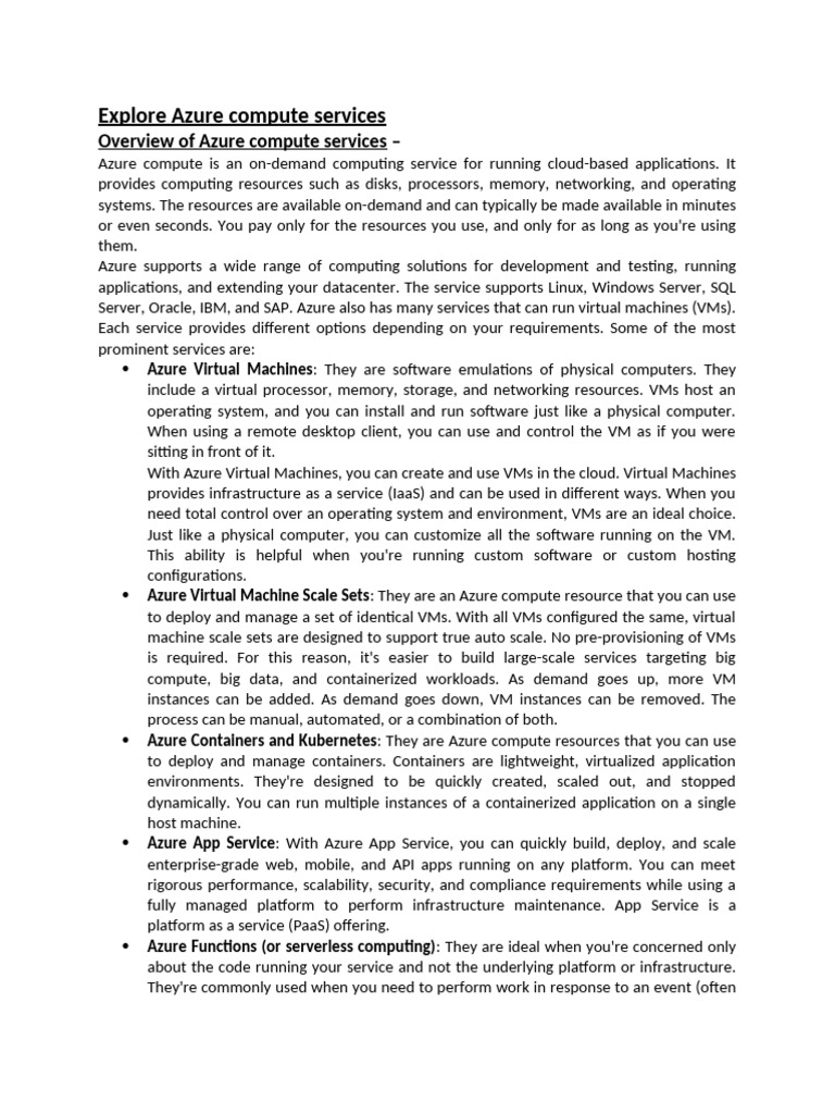 Describe Azure Compute and Networking Services | PDF | Computer Network ...