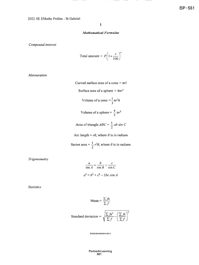 E-Math - Sec 4 - Prelims Exam Paper - 2022 - ST Gabriels Sec | PDF ...