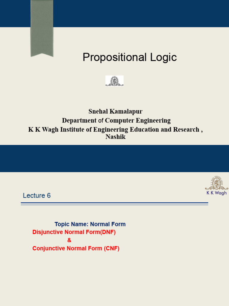 DNF and CNF in Propositional Logic | PDF | Mathematical Logic | Mathematics