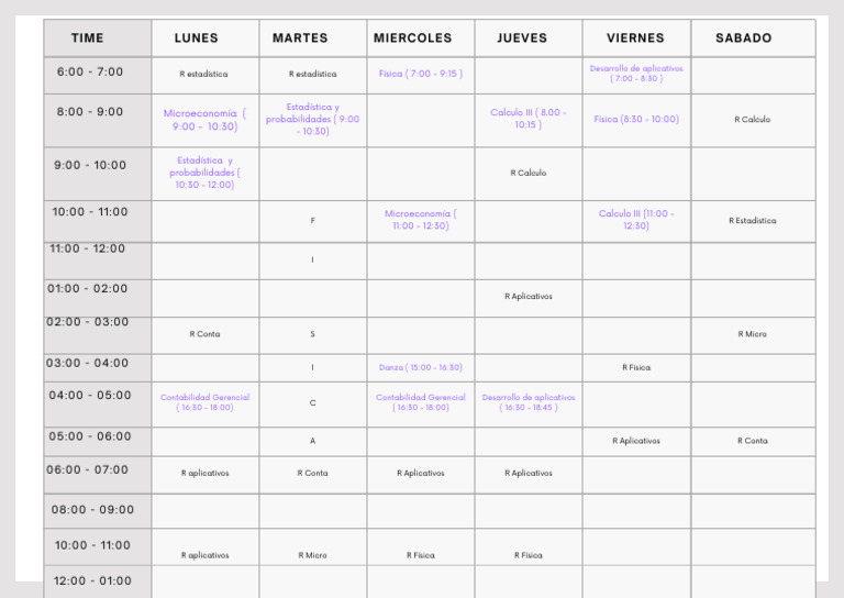 Black and White Simple Class Schedule (2) | PDF