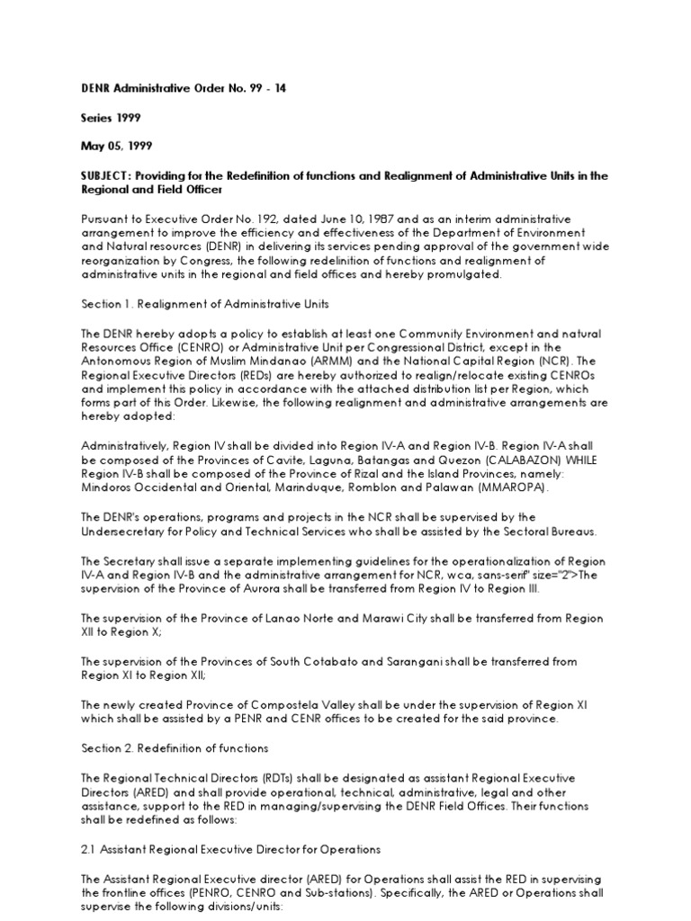 DENR Administrative Order No 99-14 | Metro Manila | Government | Free ...