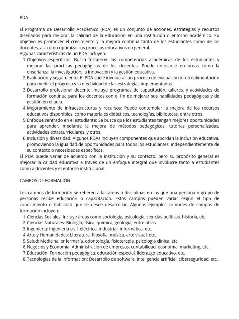 Qué es el Programa de Desarrollo Académico | PDF | Enseñando | Evaluación