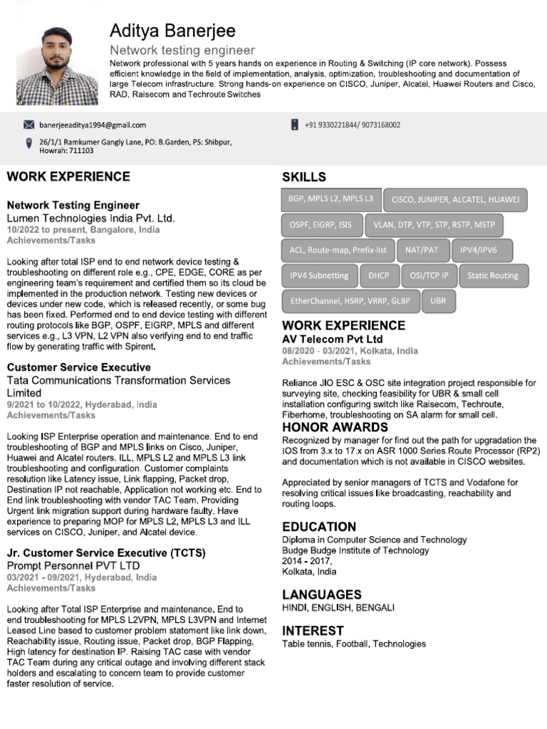 Aditya Banerjee (CV) | PDF