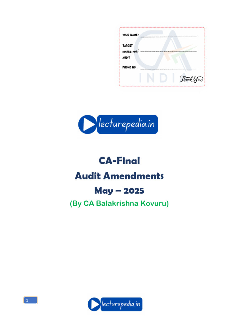 May 2025 Amendments CA Final Audit | PDF | Auditor's Report | Audit