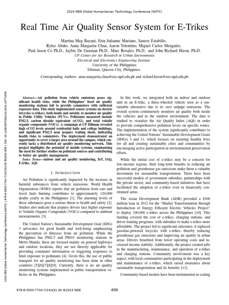 Real_Time_Air_Quality_Sensor_System_for_E-Trikes | PDF | Air Pollution | Volatile Organic Compound